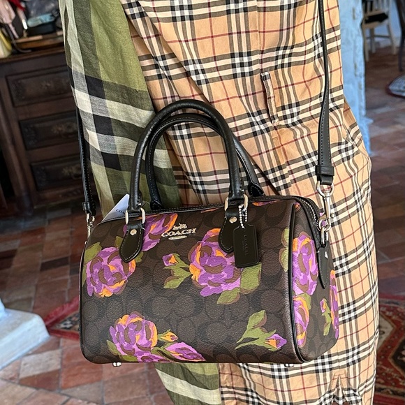 Coach | Bags | Coach Rose Rowan Satchel Crossbody Signature Leather ...